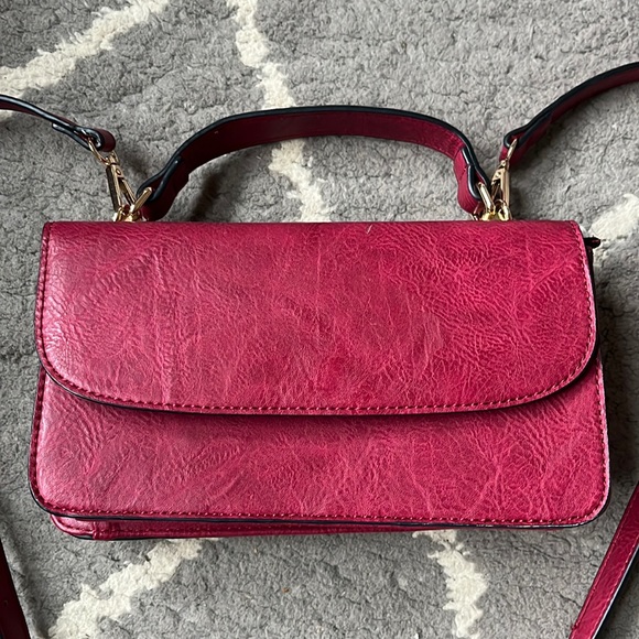 Bags | Red Leather Top Handle Crossbody Purse | Poshmark